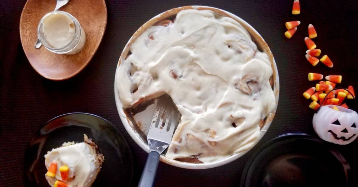 Candy corn cinnamon rolls